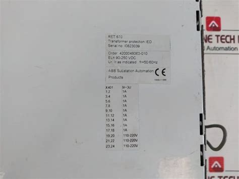 Abb Ret670 Transformer Protection Ied Aeliya Marine