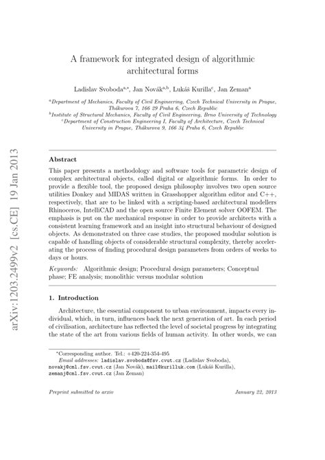 Pdf A Framework For Integrated Design Of Algorithmic Architectural Forms