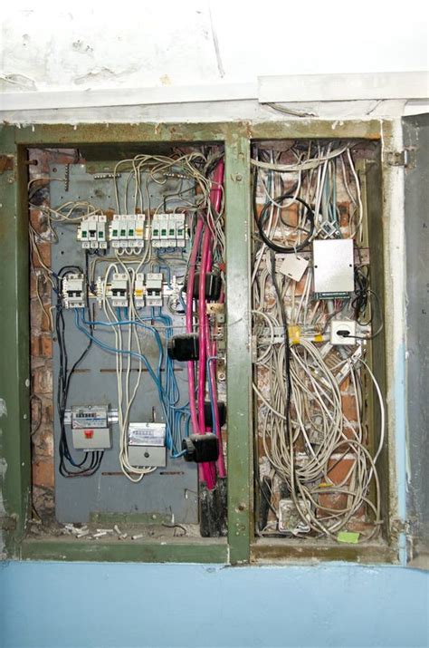 Electrical Shield Poor Quality Electrical Wiring Retro Stock Photo Image Of Industrial