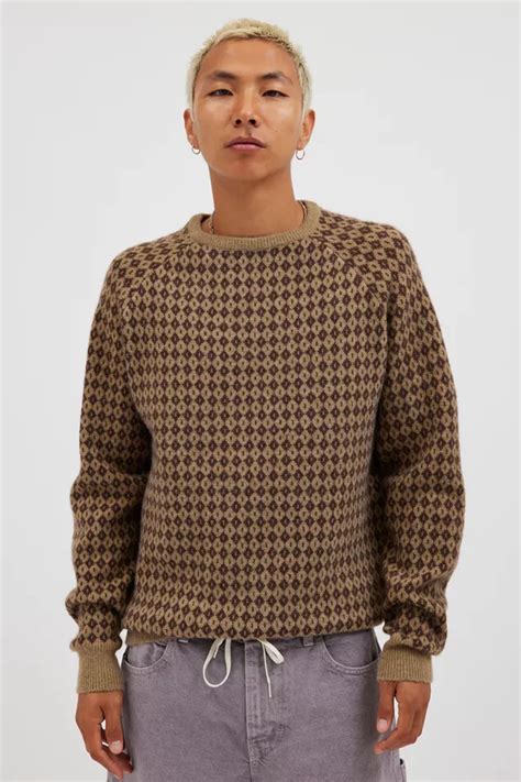 Katin Check Pattern Raglan Sleeve Crew Neck Sweater Urban Outfitters