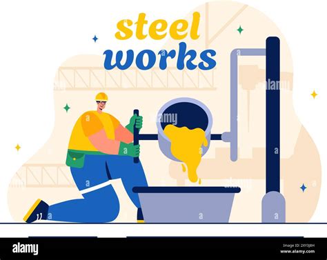 Steelworks Vector Illustration With Resource Mining Smelting Of Metal