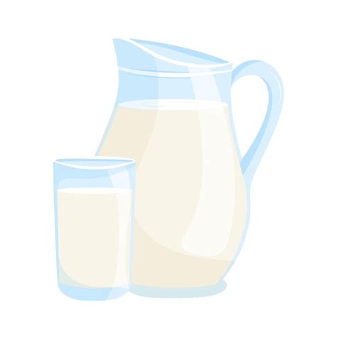 Jarra Y Vaso De Leche Ilustración Vectorial Vector Premium