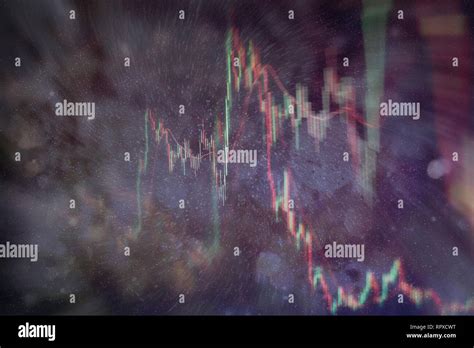 Technical Price Graph And Indicator Red And Green Candlestick Chart On Blue Theme Screen