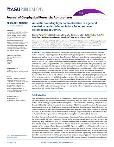 Pdf Antarctic Boundary Layer Parametrization In A General Circulation