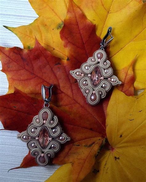 Soutache Earrings On Maple Leaf