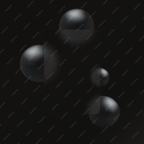 Premium Vector Rectangular Vertical Glass Banner On A Dark Background With Black Spheres
