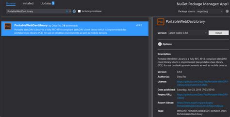 Portable WebDAV Library DecaTec