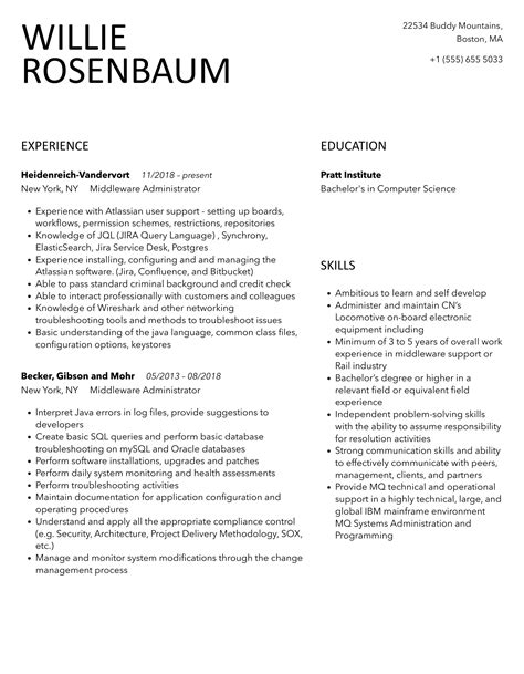 Middleware Administrator Resume Samples Velvet Jobs