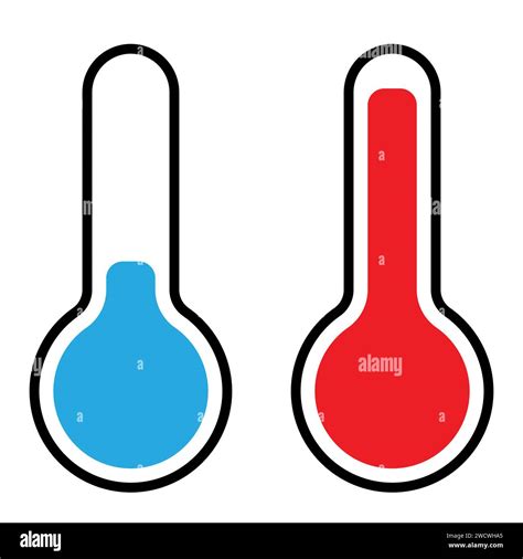 Thermometer Icon Set Blue Cold And Red Heat Vector Symbol Illustration