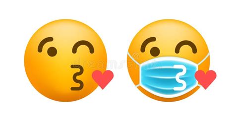 Cute Kissing Emoticon On White Background Stock Vector Illustration
