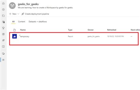 Power Bi How To Create A Report In Workspace Geeksforgeeks