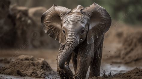 진흙탕에서 노는 아기 코끼리 아프리카 코끼리 새끼 고화질 사진 사진 코끼리 배경 일러스트 및 사진 무료 다운로드 Pngtree