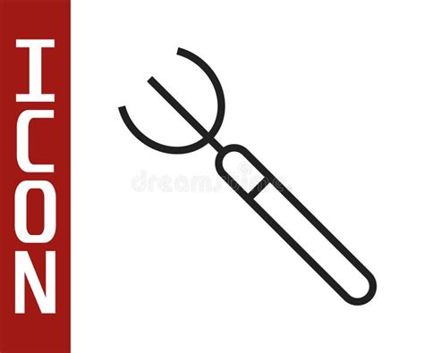 Black Line Garden Pitchfork Icon Isolated On White Background Garden Fork Sign Stock Vector