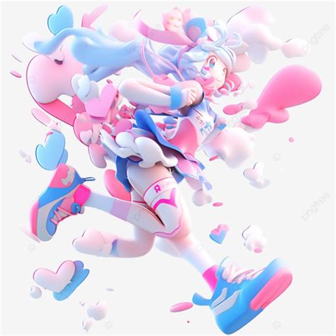 Colorful Three Dimensional C4d Element Cute Dynamic Character Girl C4d