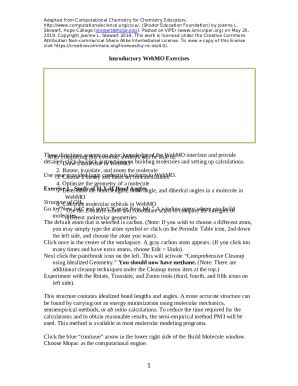 Experiment Computational Molecular Modeling WebMO Doc Template