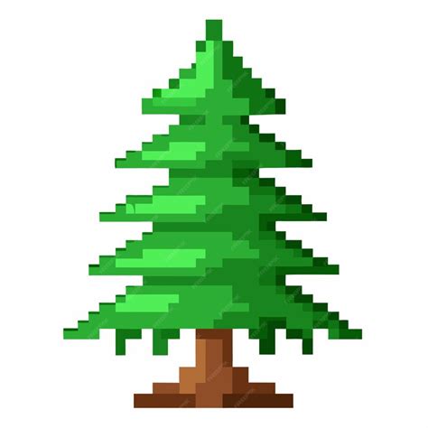 Premium Vector Retro Pixel Art Pine Tree On A White Background 8 Bit