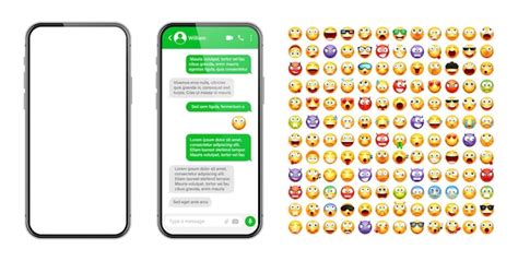 Premium Vector Smartphone Messaging App User Interface Design With Emoji Sms Text Frame Chat
