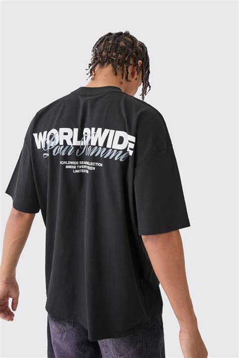 Oversized Worldwide Graphic T Shirt In 2024 T Shirt Black Print T