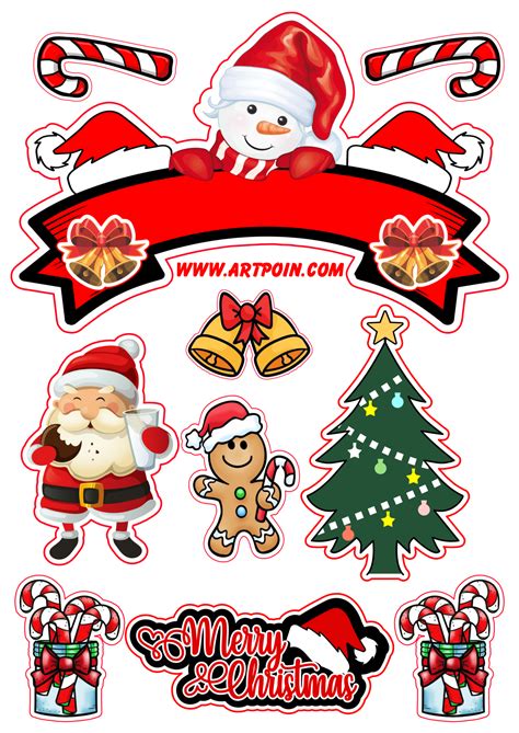 Topo De Bolo Feliz Natal Merry Christmas Para Decoração Personalizada Png