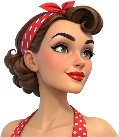 Exaggerated Pin Up Girl Icon With Emotional Expression For Fun And