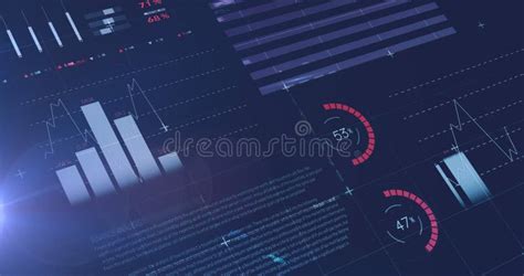 Image Of Statistical Data Processing Over Light Spot Against Blue Background Stock Illustration