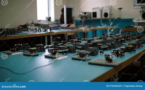 Robotic Arm Soldering Complex Circuit Board Indoors Generated By Ai
