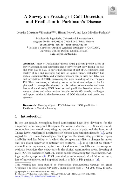 Pdf A Survey On Freezing Of Gait Detection And Prediction In Parkinsons Disease