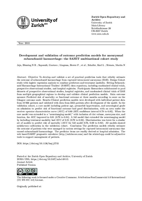 Pdf Development And Validation Of Outcome Prediction Models For