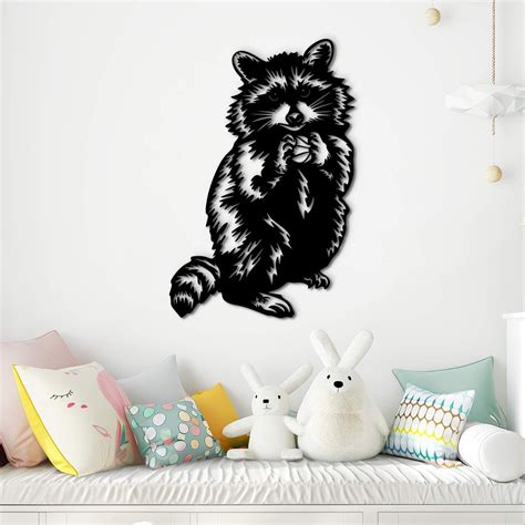 Сучасна картина для інтерєру Woodyard декоративне панно з дерева Єнот стильний лофт 40x28 см