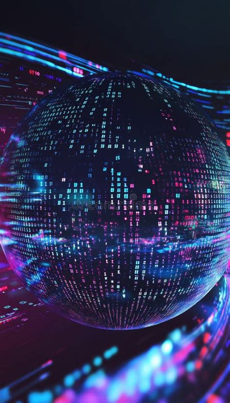 Sleek High Tech Sphere Featuring Dynamic Streams Of Futuristic Digital Code In Realistic Design