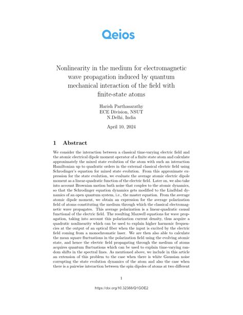 Pdf Nonlinearity In The Medium For Electromagnetic Wave Propagation