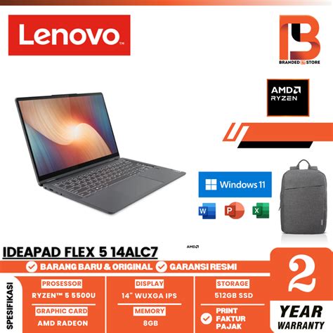 Jual LAPTOP LENOVO IdeaPad Flex 5 14ALC7 FXID R5 5500U 8 512GB 14 WUXGA W11 OHS Shopee Indonesia