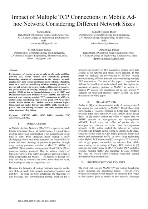 Pdf Impact Of Multiple Tcp Connections In Mobile Ad Hoc Network