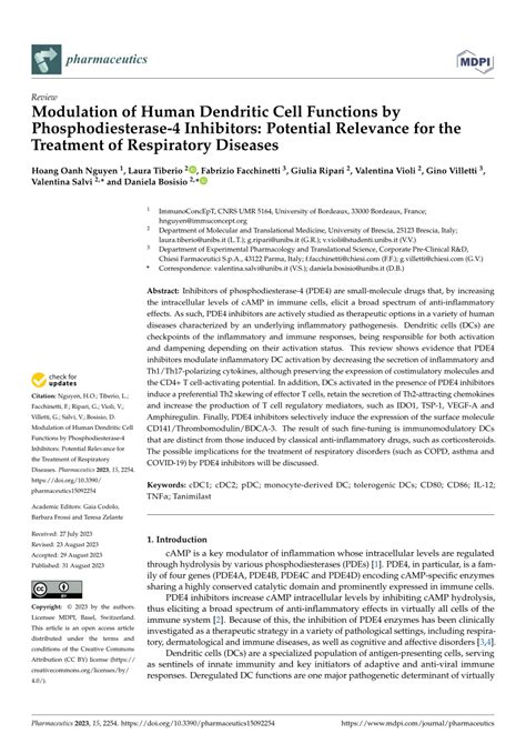 Pdf Modulation Of Human Dendritic Cell Functions By Phosphodiesterase