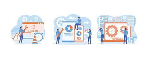 Tiny Programmers Upgrading Operating System System Updates With People Updating Operation In