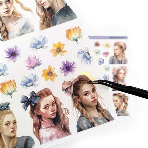 استیکر دختر طرح پاپیون ژورنال آبنبات چوبی