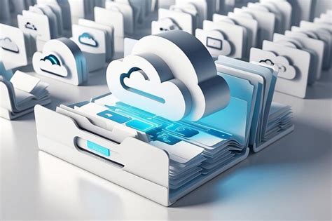 File Folders Document With Cloud Computing Technology Symbol Online Data Storage For Business