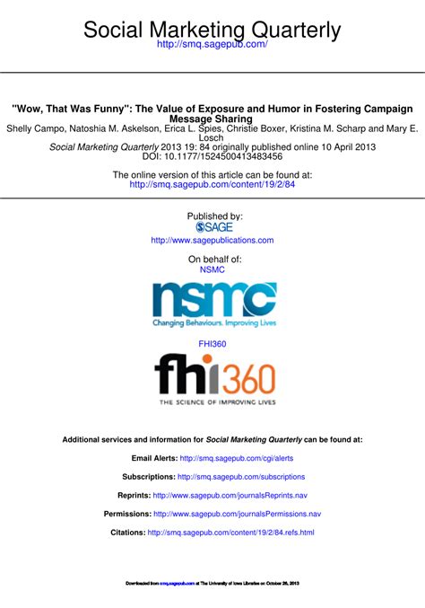 Pdf “wow That Was Funny” The Value Of Exposure And Humor In