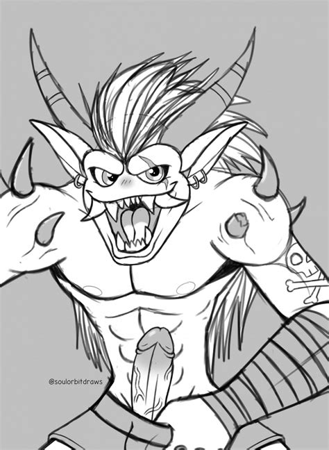 Rule 34 Digimon Erection Horn Male Male Focus Ogremon Penis Solo