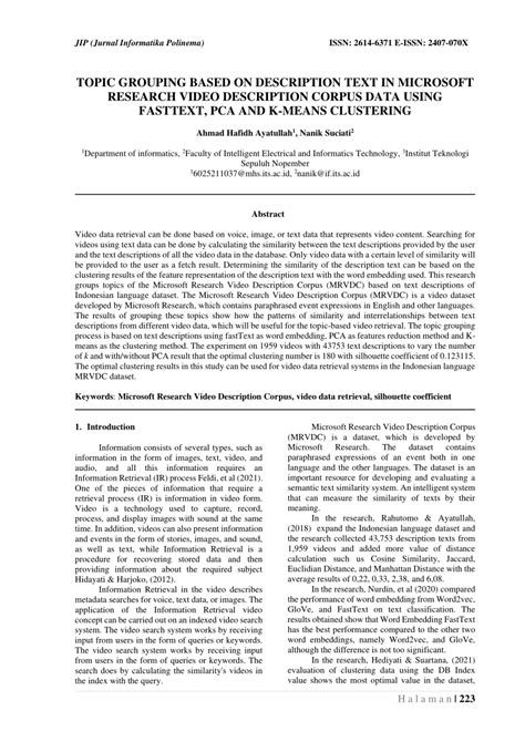 PDF TOPIC GROUPING BASED ON DESCRIPTION TEXT IN MICROSOFT RESEARCH