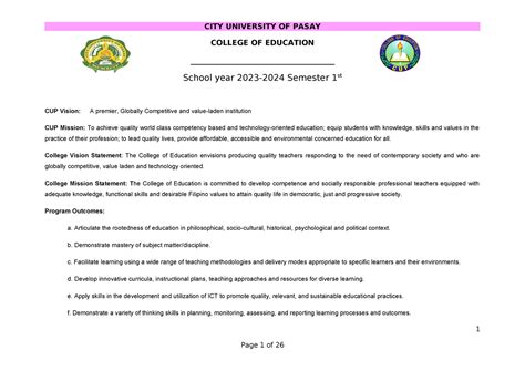 Coed Obe Template Ed Tech 2 Elem College Of Education