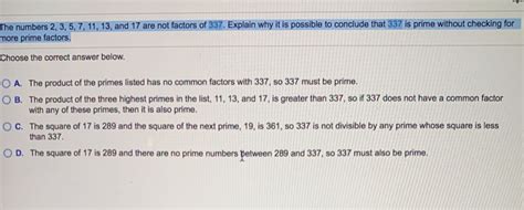 Solved The Numbers 2 3 5 7 11 13 And 17 Are Not