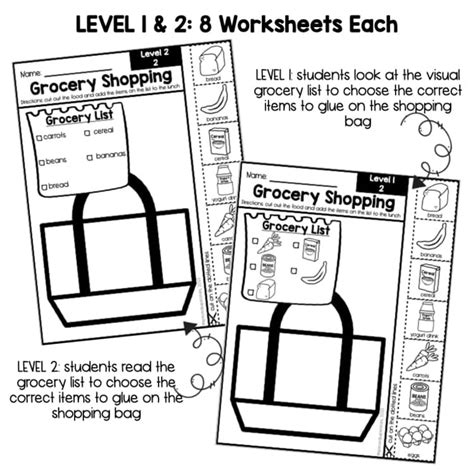 Assembly Tasks Grocery Shopping Worksheets By Spec Ed Superstars