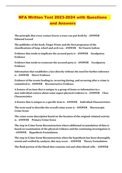 Nfa Written Test With Questions And Answers Nfa Stuvia Us