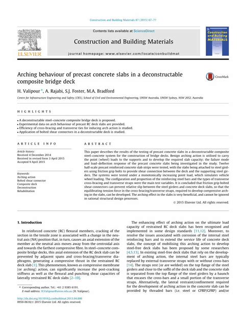 Pdf Arching Behaviour Of Precast Concrete Slabs In A Deconstructable Composite Brigde Deck