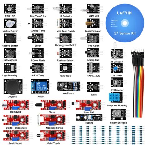 lafvin 37 in 1 sensor module kit with tutorial for arduino uno r3 mega