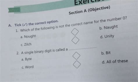 Section A Objective A Tick Ω The Correct Option 1 Which Of The Fol