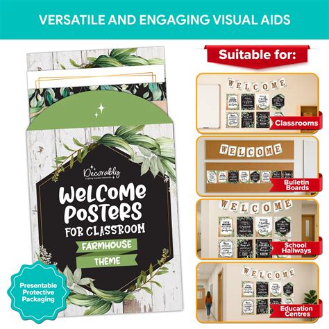 Decorably 15 Welcome Posters Modern Farmhouse Classroom Decor