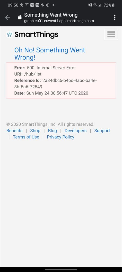 Hublist 500 Internal Server Error Devices And Integrations