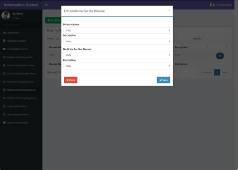 Patient Information System User Interface In Php And Bootstrap